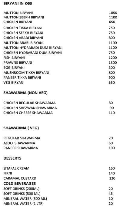 Menu at Royal Tandoor House, Virar