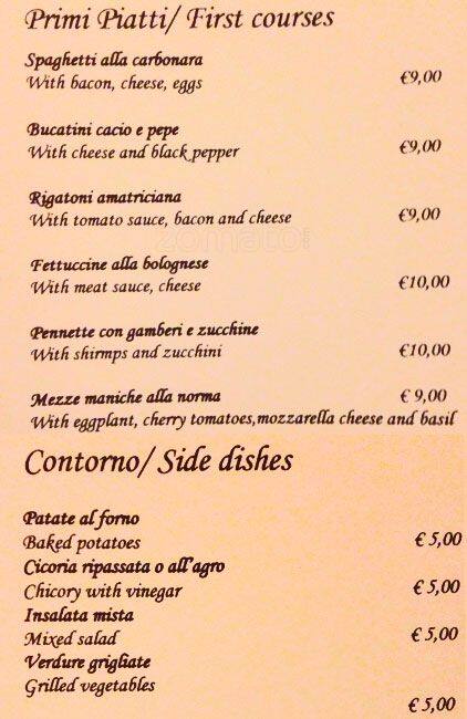 Menu da Le Terme del Colosseo ristorante, Roma