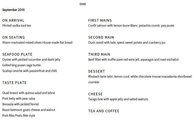 Menu at Peats Bite restaurant, Berowra Waters