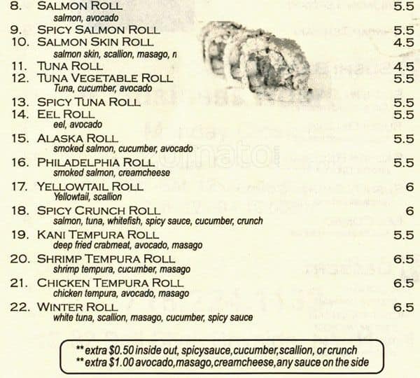 Menu at Mr. Wasabi restaurant, New York City, 42-32 Bell Blvd