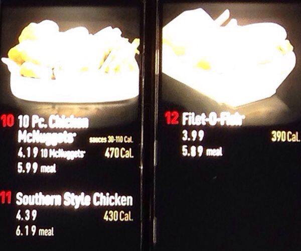 Menu at McDonald's fast food, Austin, TX-71 W