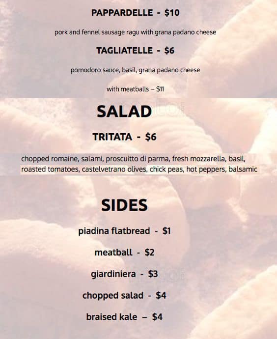 Menu at Gabagool, Portland, 836 N Beech