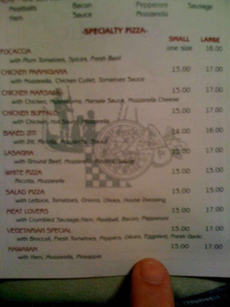 Menu at Lucy's Pizza pizzeria, Ossining