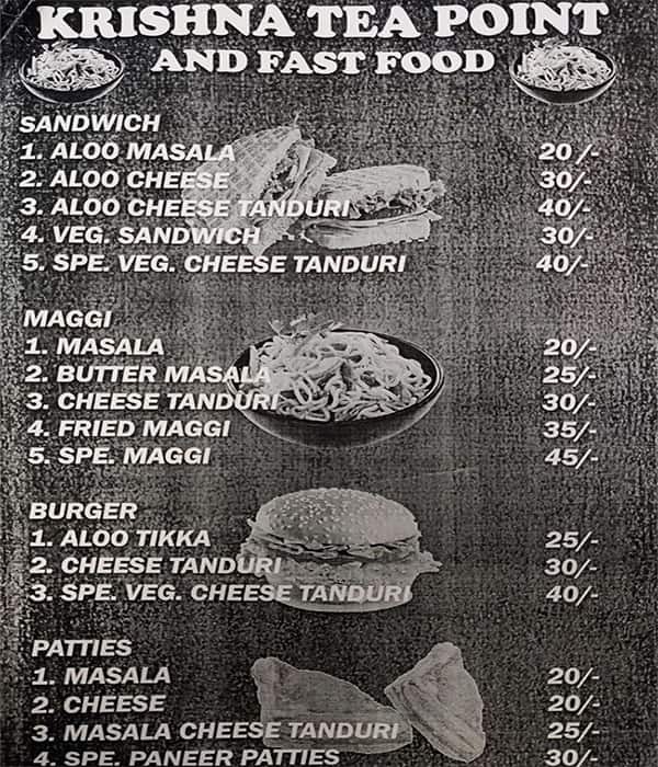 Menu at Krishna Tea Point And Fast Food, Kota