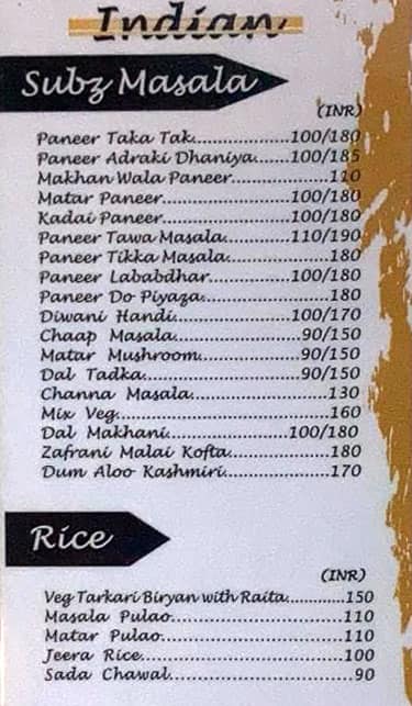 Menu at The Badnaam Adda TBA Pure Veg Best Restaurant in Greater Noida ...