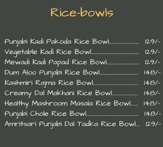 Menu of Rice - Bowls, Kharghar, Navi Mumbai