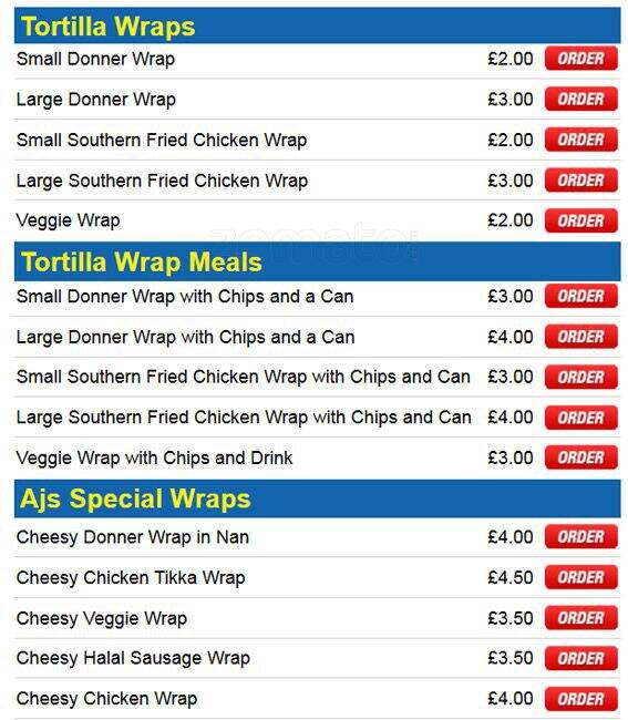 Menu at Stobys of Hayes restaurant, Hayes