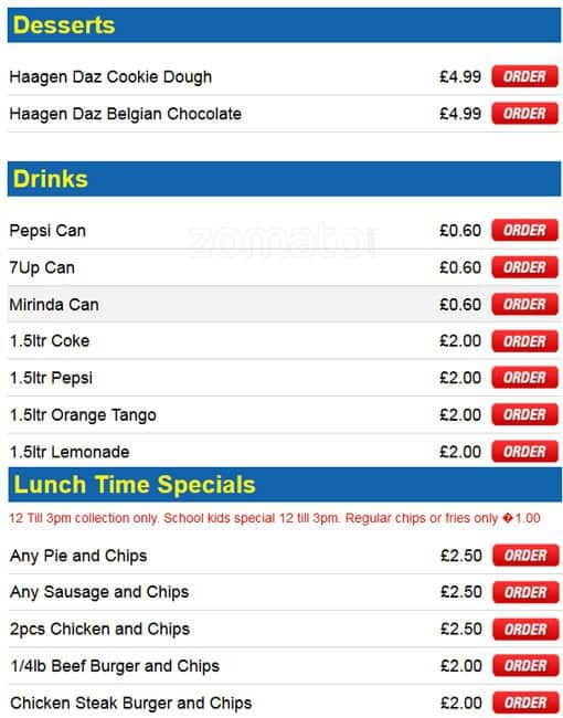 Menu at Stobys of Hayes restaurant, Hayes