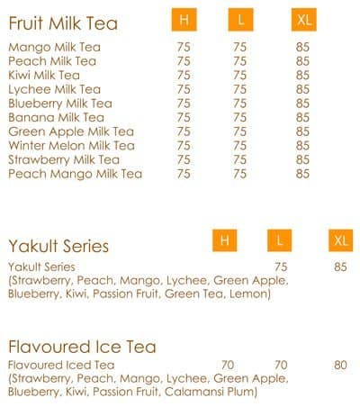 Menu at What The Tea, Manila, Ever Gotesco Mall