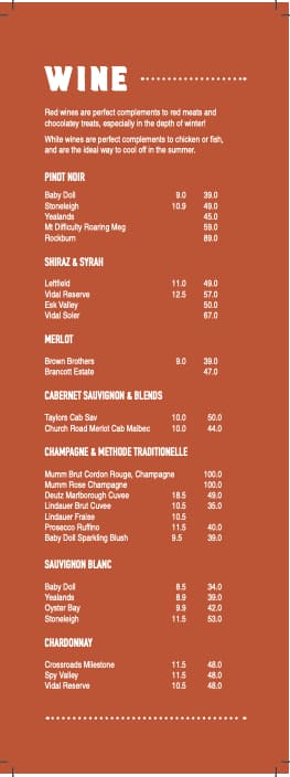 Menu at Porterhouse Grill Finest Gourmet Steak in Auckland steakhouse ...