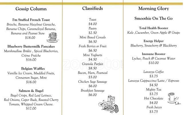 Menu at Signatures Restaurant, Toronto, 220 Bloor St W