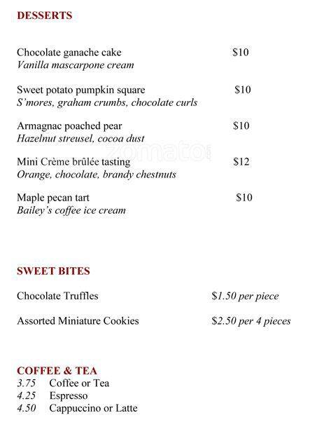 Menu at Signatures Restaurant, Toronto, 220 Bloor St W
