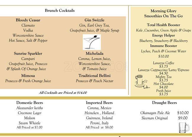 Menu at Signatures Restaurant, Toronto, 220 Bloor St W