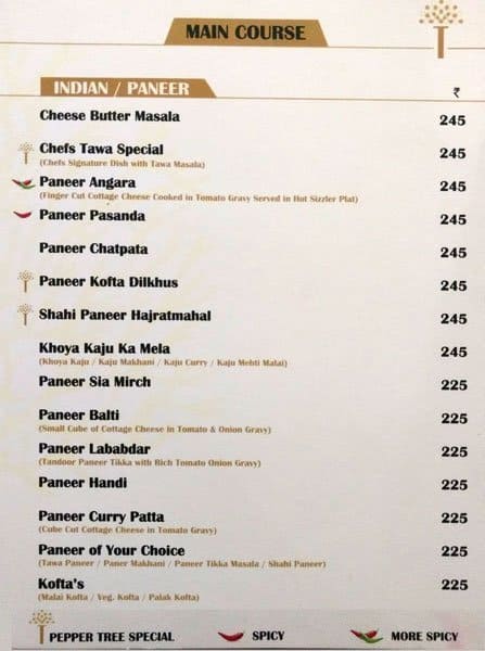 Menu at Pepper Tree Restaurant, Ahmedabad, 2H2X+MQ4