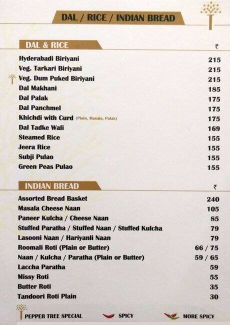 Menu at Pepper Tree Restaurant, Ahmedabad, 2H2X+MQ4