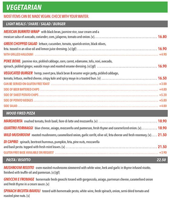 Menu at Airstream Cafe, Glen Waverley