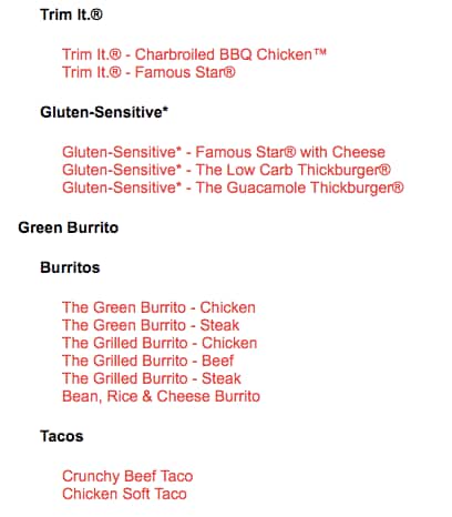 Menu at Carl's Jr. fast food, Brentwood, Lone Tree Wy