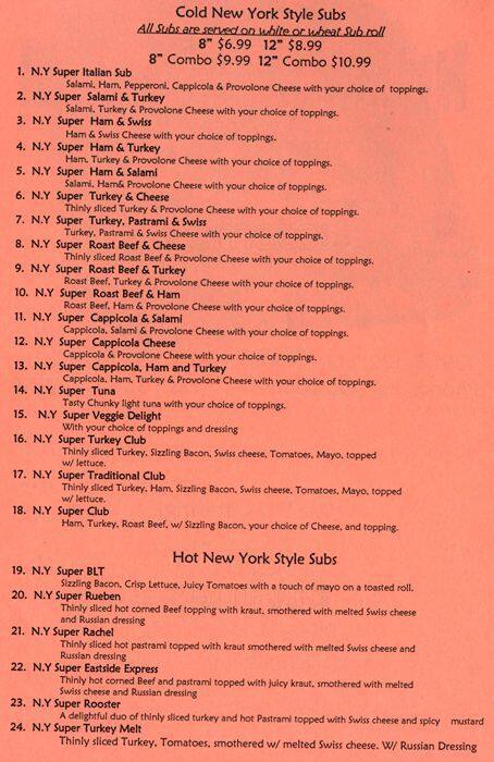 Menu at New York Gyros & Subs fast food, Thornton, 1391 E 120th Ave