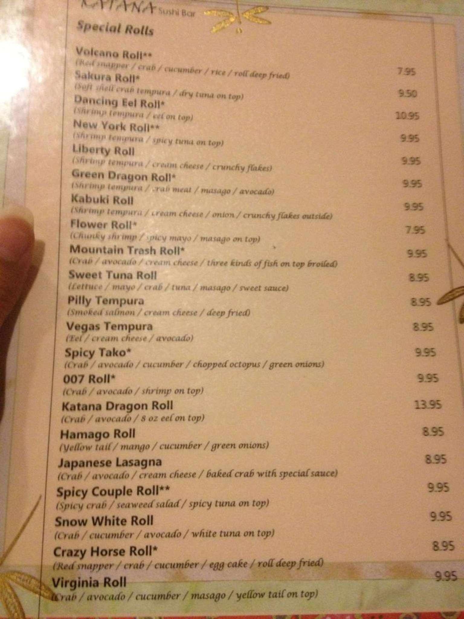 Menu at Katana restaurant, Norfolk, 520 W 21st St # E