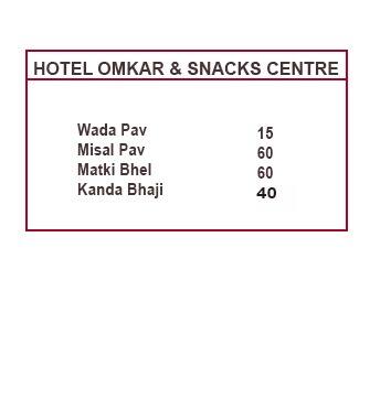Menu of Hotel Omkar & Snacks Center, Wagholi, Pune