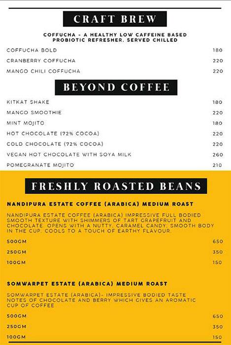 Menu at Craft Coffee Experience Centre - Ballygunge, Kolkata