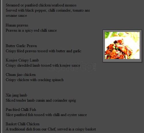 Menu at Mugen, Bengaluru