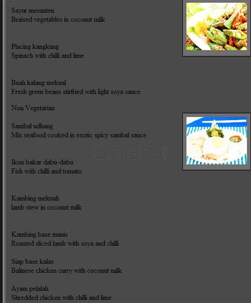 Menu at Mugen, Bengaluru