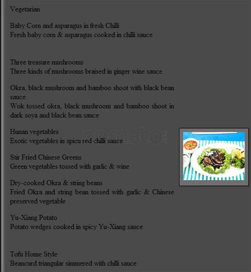 Menu at Mugen, Bengaluru