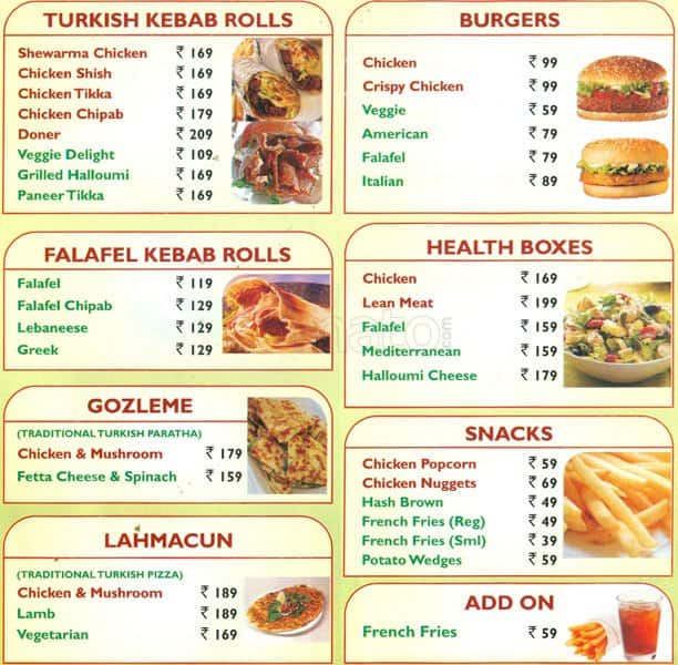 Menu at Sunshine Kebab, Chandigarh