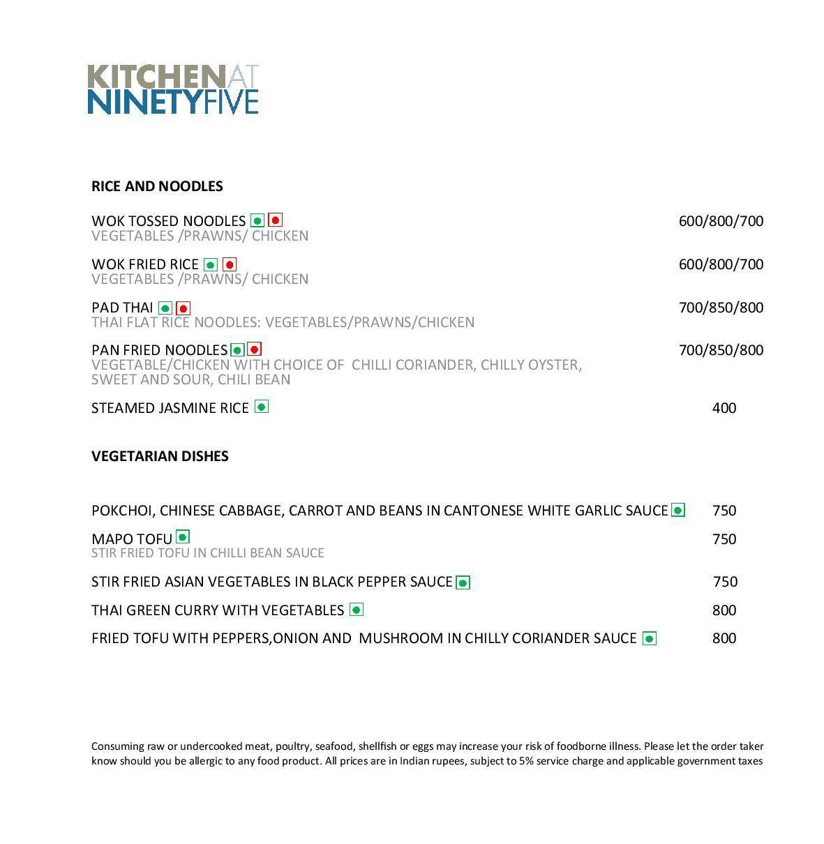 Menu at Kitchen at 95, Ludhiana, Level 1