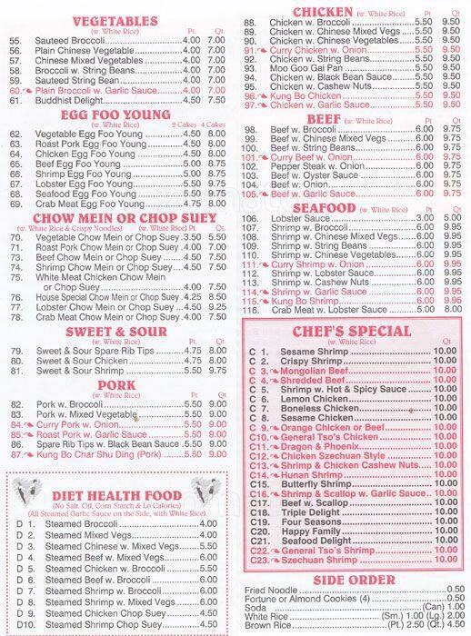 Menu at Kam Guo restaurant, New York City