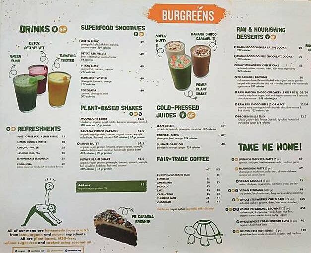 Menu at Burgreens Kemang Village - Healthy Plant-Based Eatery ...