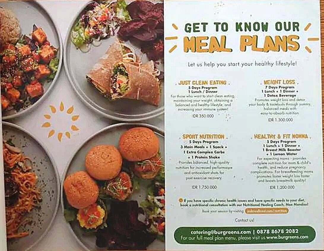 Menu at Burgreens Kemang Village - Healthy Plant-Based Eatery ...
