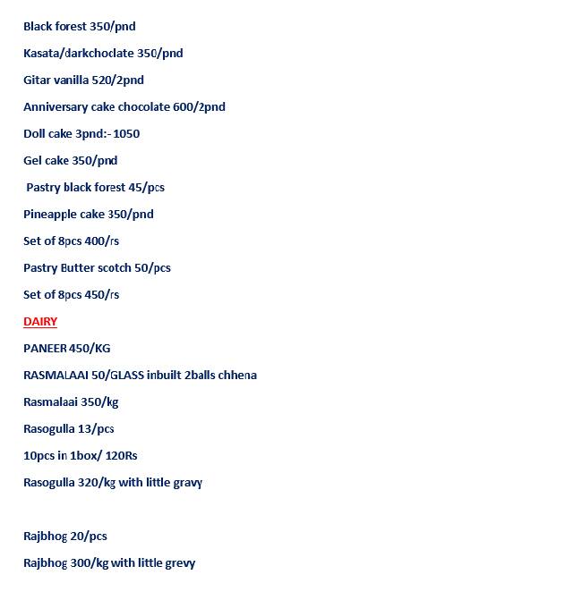 Menu at Bakery_House, Patna