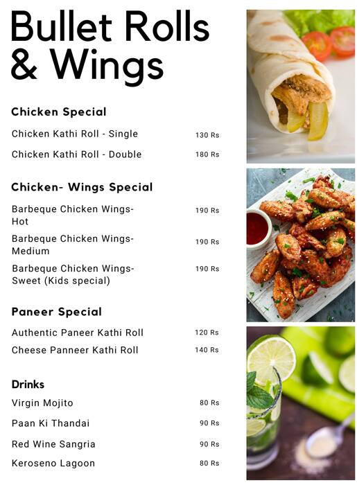 Menu of Bullet Rolls And Wings, Wakad, Pune