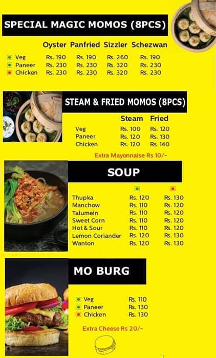 Menu at Momo magic cafe - best momos in raipur, Raipur