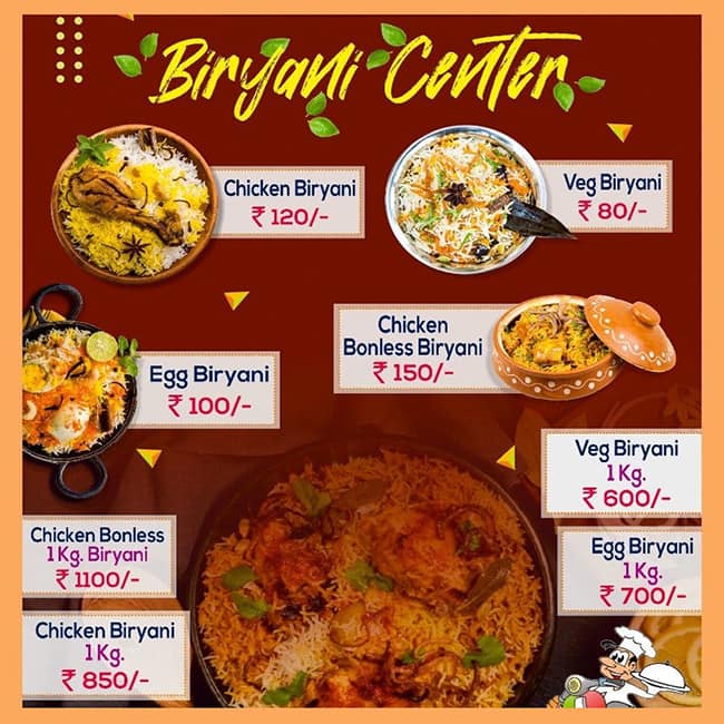 Menu of Madhurya Biryani Centre, Borivali West, Mumbai