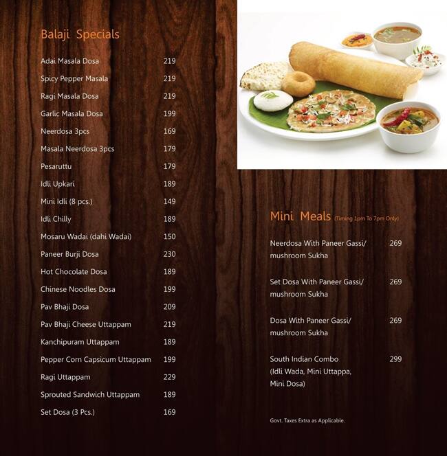 Menu at Balaji Pure Veg, Thane, Shop No.1