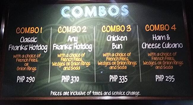 Menu at Franks Craft Beers Manila pub & bar, Pasay