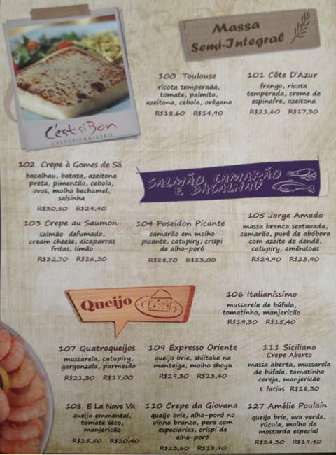Menu at C'est si Bon restaurant, Brasília, Cls 408 Bloco A