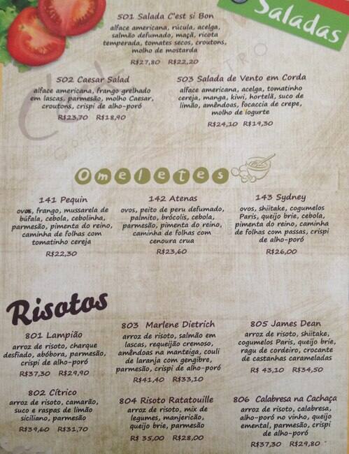 Menu at C'est si Bon restaurant, Brasília, Cls 408 Bloco A