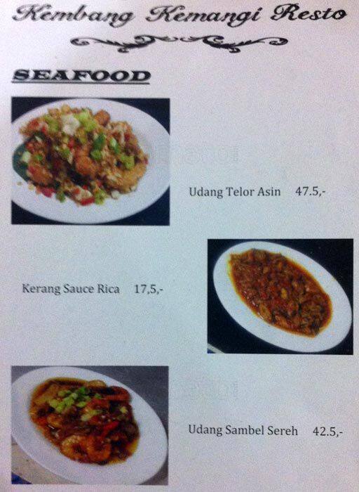 Carta de Kembang Kemangi Restaurant, South Jakarta