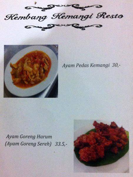 Carta de Kembang Kemangi Restaurant, South Jakarta