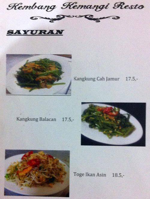 Carta de Kembang Kemangi Restaurant, South Jakarta