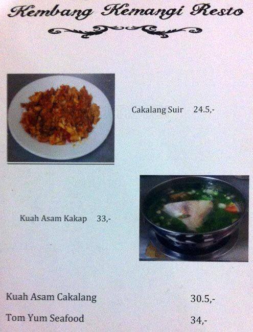 Carta de Kembang Kemangi Restaurant, South Jakarta