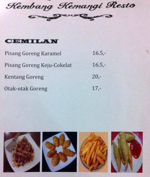 Carta de Kembang Kemangi Restaurant, South Jakarta