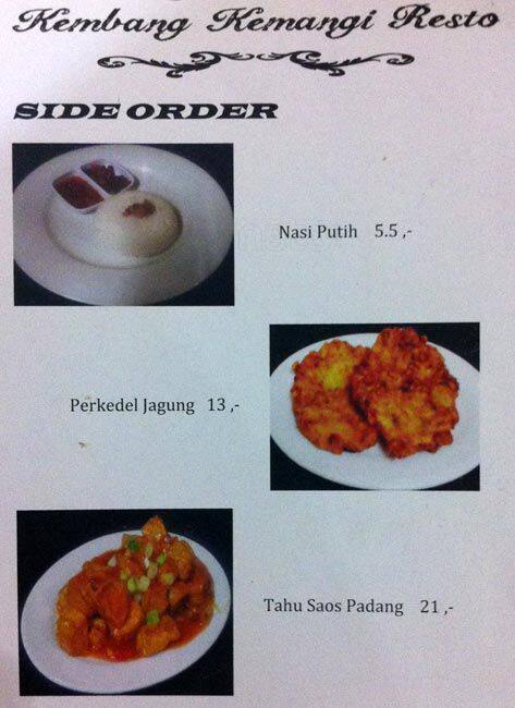 Carta de Kembang Kemangi Restaurant, South Jakarta