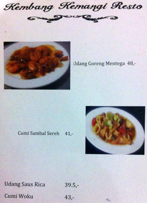 Carta de Kembang Kemangi Restaurant, South Jakarta