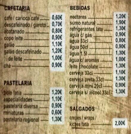 Carta de Café Tofa, Linda-a-Velha, R. Alexandre Herculano