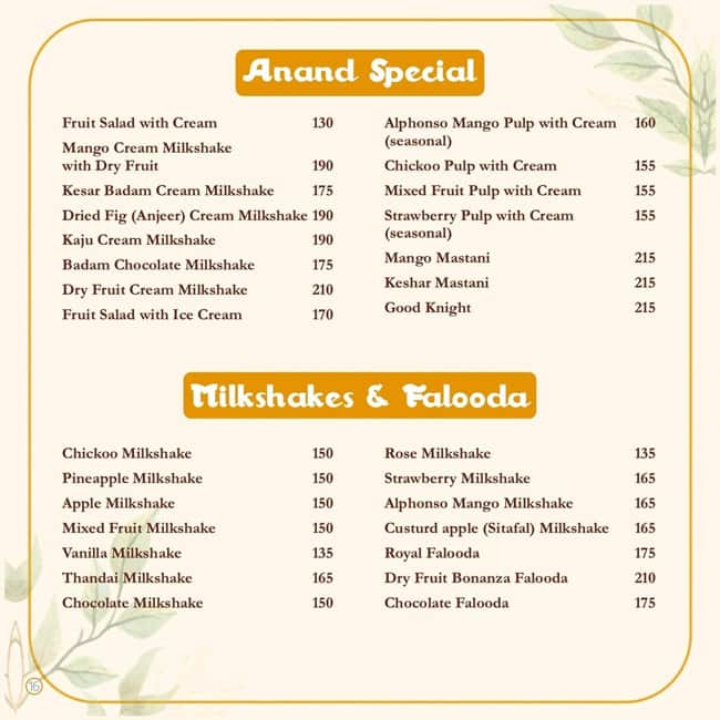 Menu at Anand Veg pune, Pune, 13/2